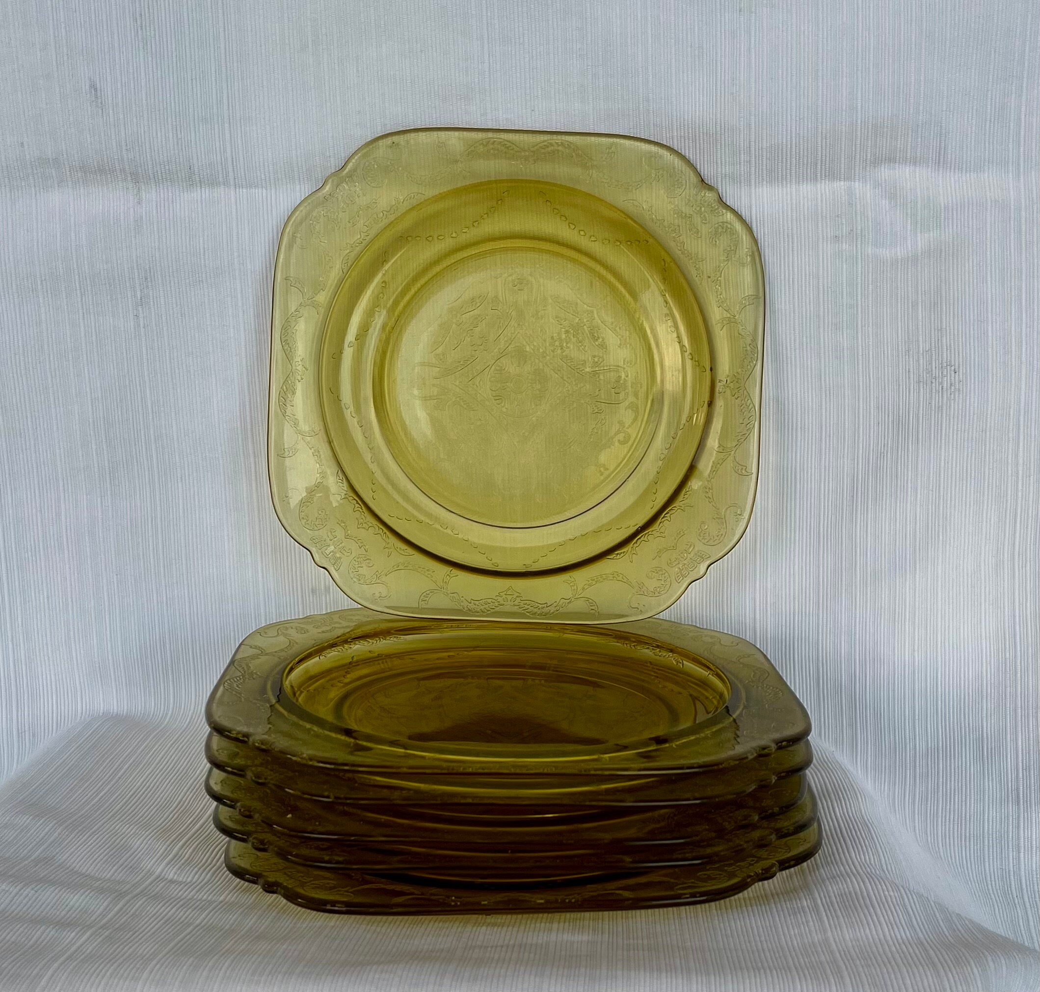 Set of Six Federal Glass Luncheon Plates/ Set of Six Vintage Glass ...