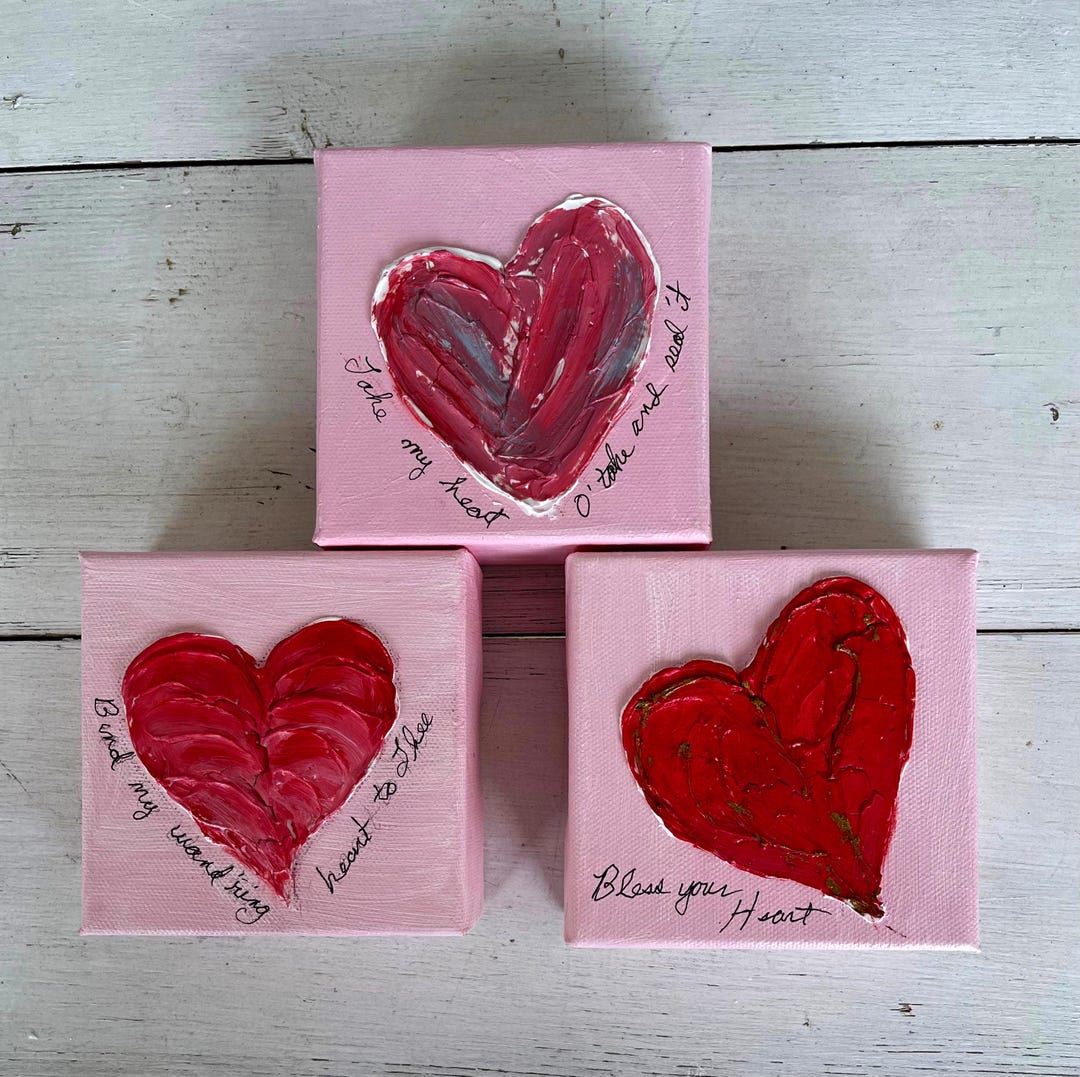 Painted Hearts/ Painted Inspirational Hearts/ - Etsy