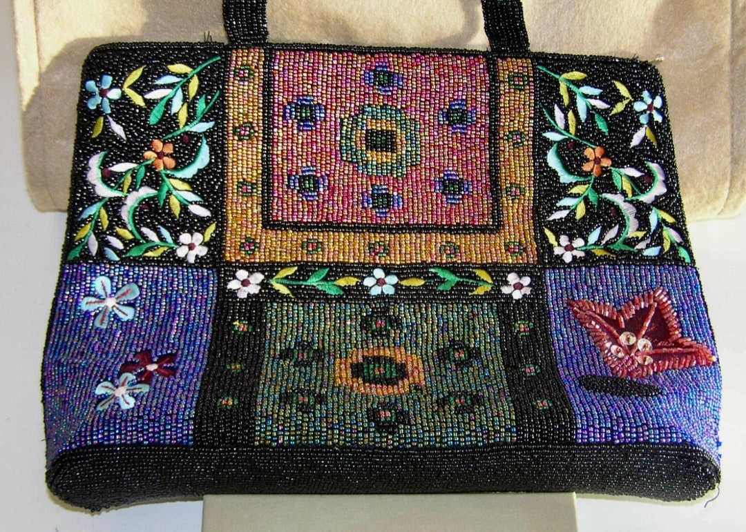 Gorgeous Vintage 100% Beaded and Embroidered BOHO Handbag - Etsy
