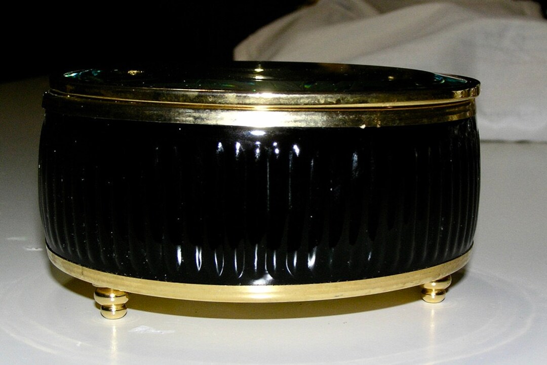 MELE Gorgeous Black Glass, Mirrored and Etched Crystal Jewel Case - Etsy