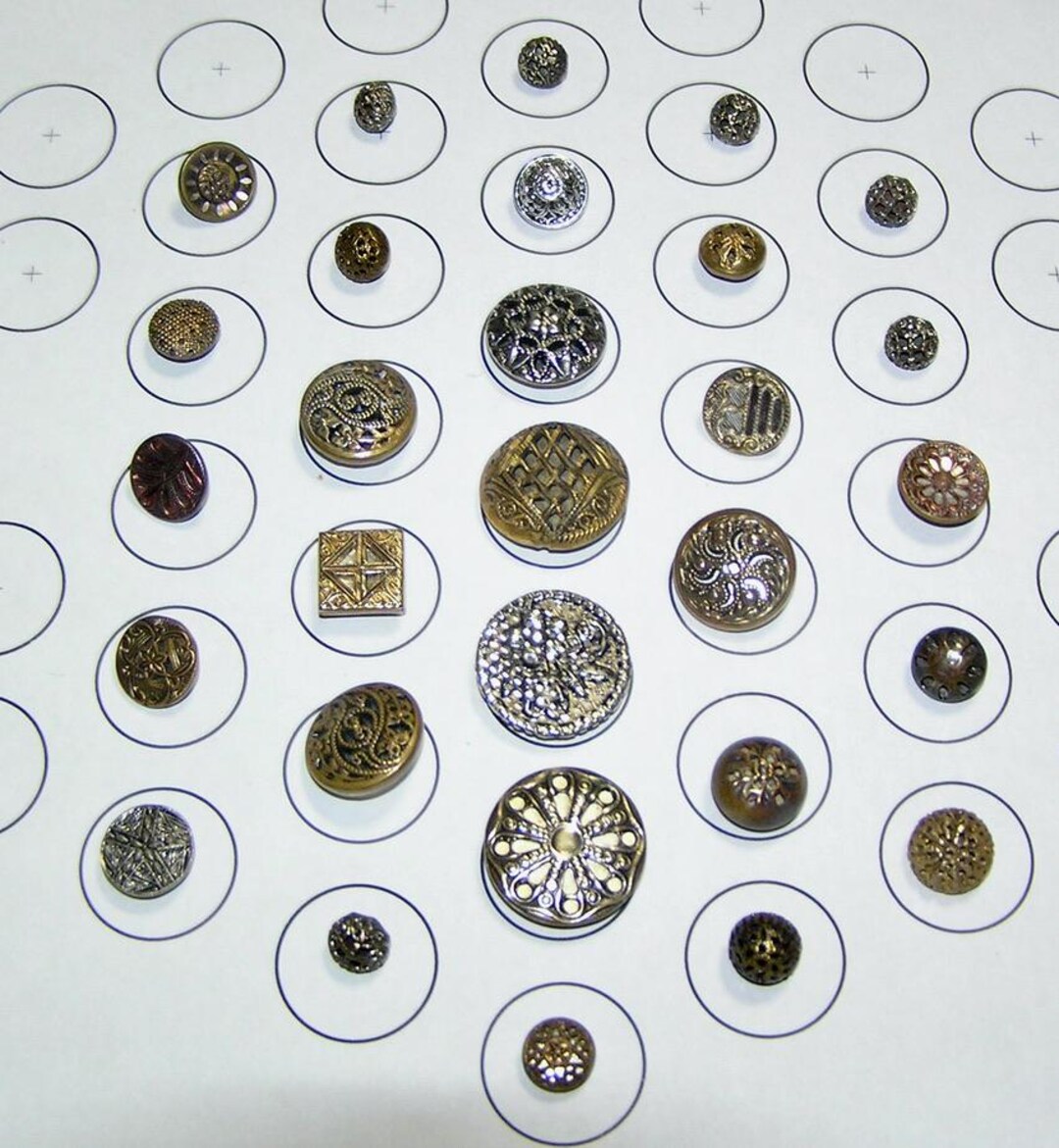 Vintage Buttons - Metal Twinkle Buttons - Lot of 29 - Various Sizes and ...