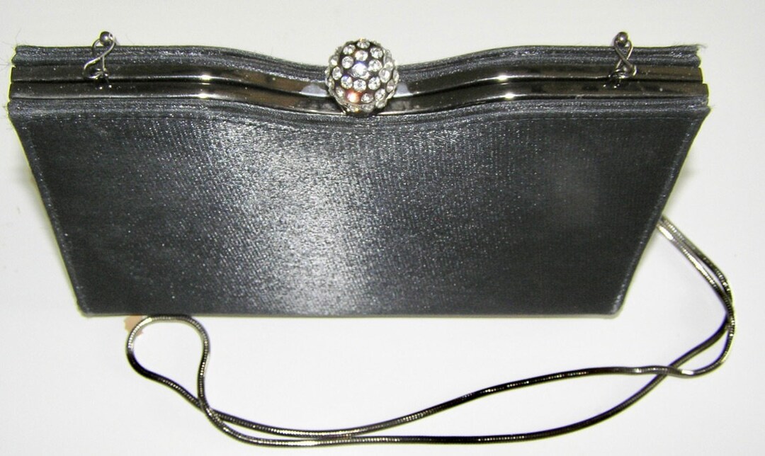 Vintage C1970s ELAN Black Silk Evening Handbag/purse With Round ...