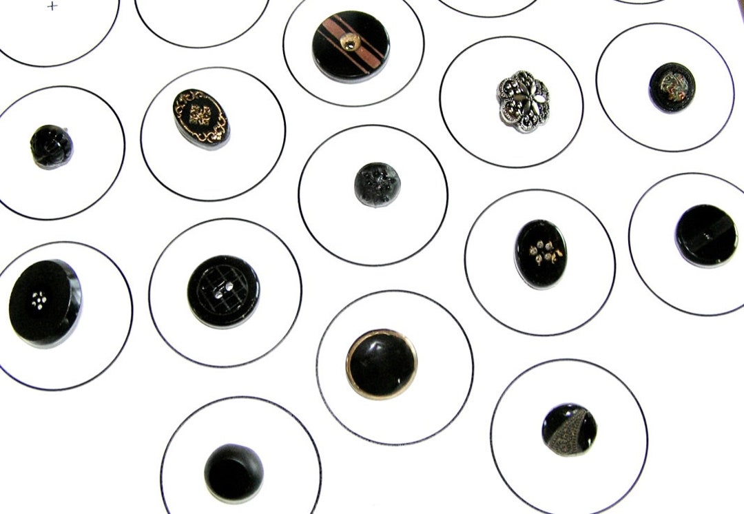Antique Black Glass Buttons: Vary Shapes, Sizes and Detail ...