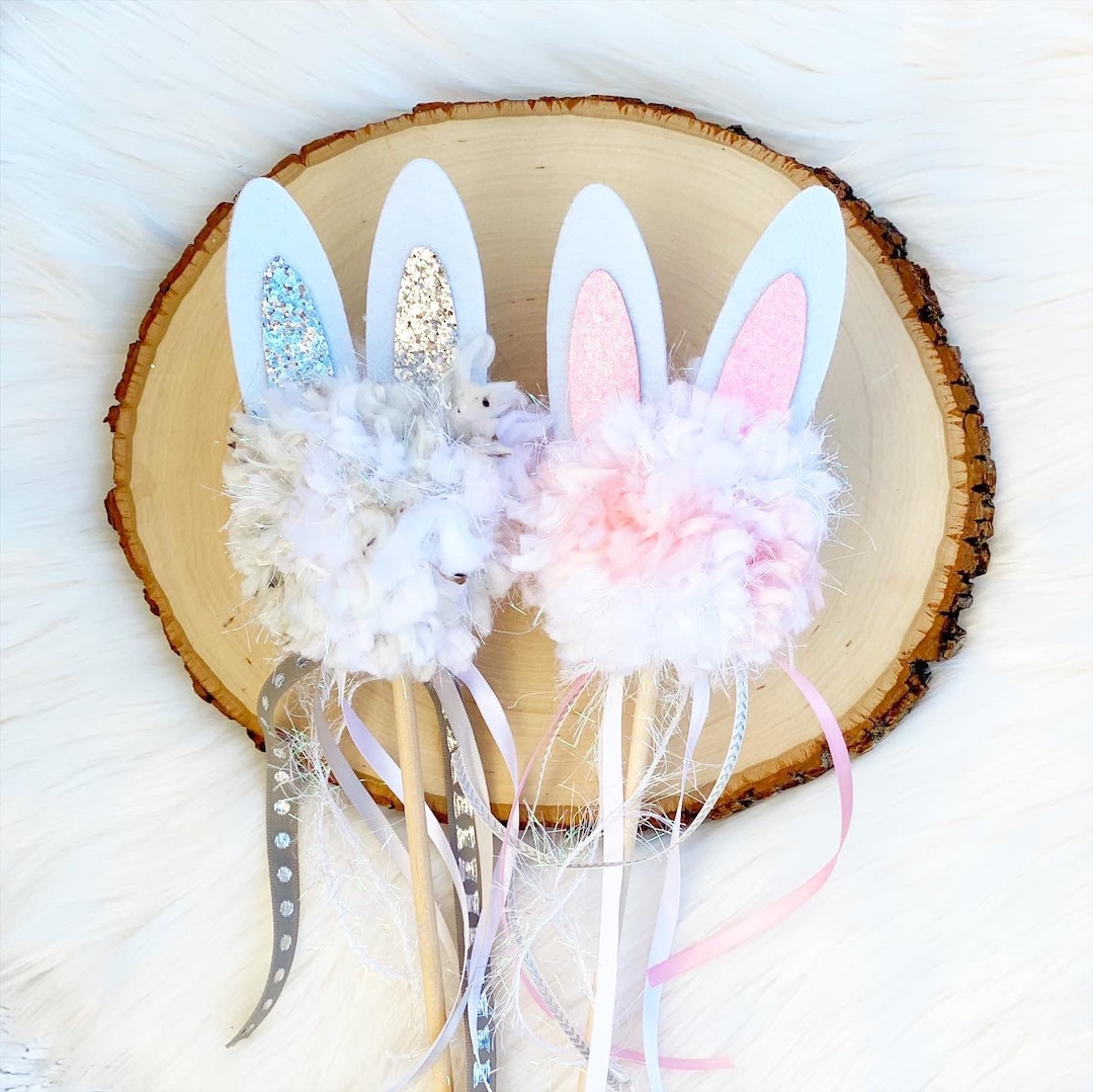 Felt Bunny Pom-pom Wand - Fairy Wand - Kid's Bunny Wand - Easter Bunny ...