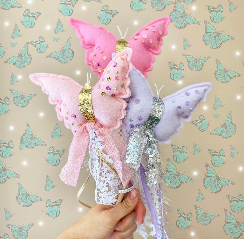 Felt Sequin Spring Wands Butterfly Wand Daisy Wand - Etsy