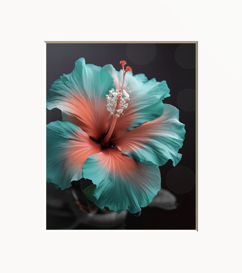 Teal Coral Wall Art, Botanical Wall Decor, Succulent Matted Wall Print ...