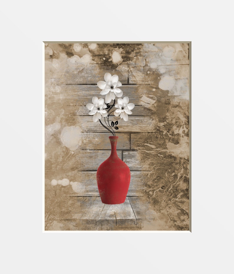 Red Art. Red Brown Rustic Daisy Photography Home Decor Matted - Etsy
