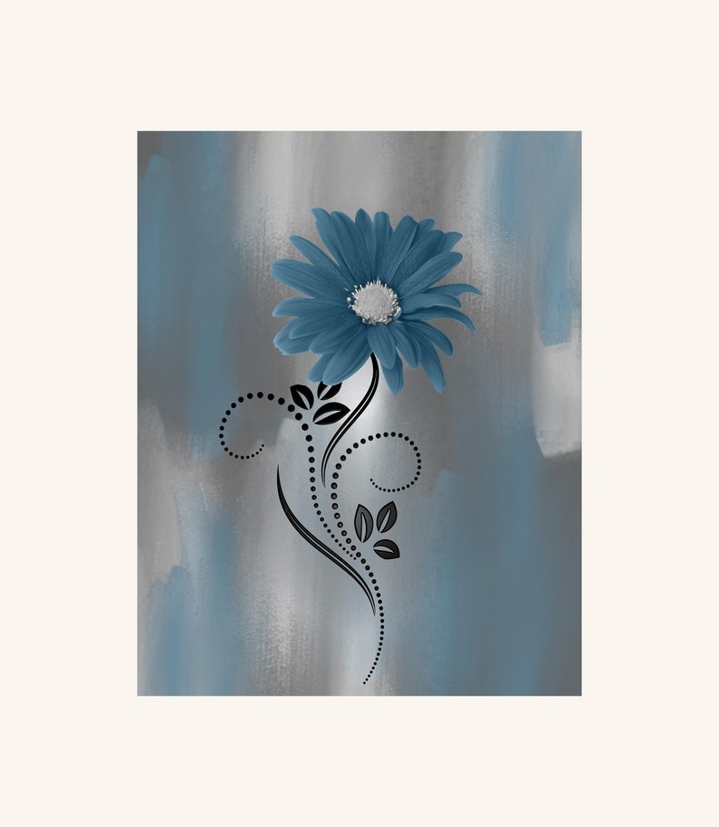 Rustic Modern Blue Brown Floral Home Decor Modern Farmhouse - Etsy