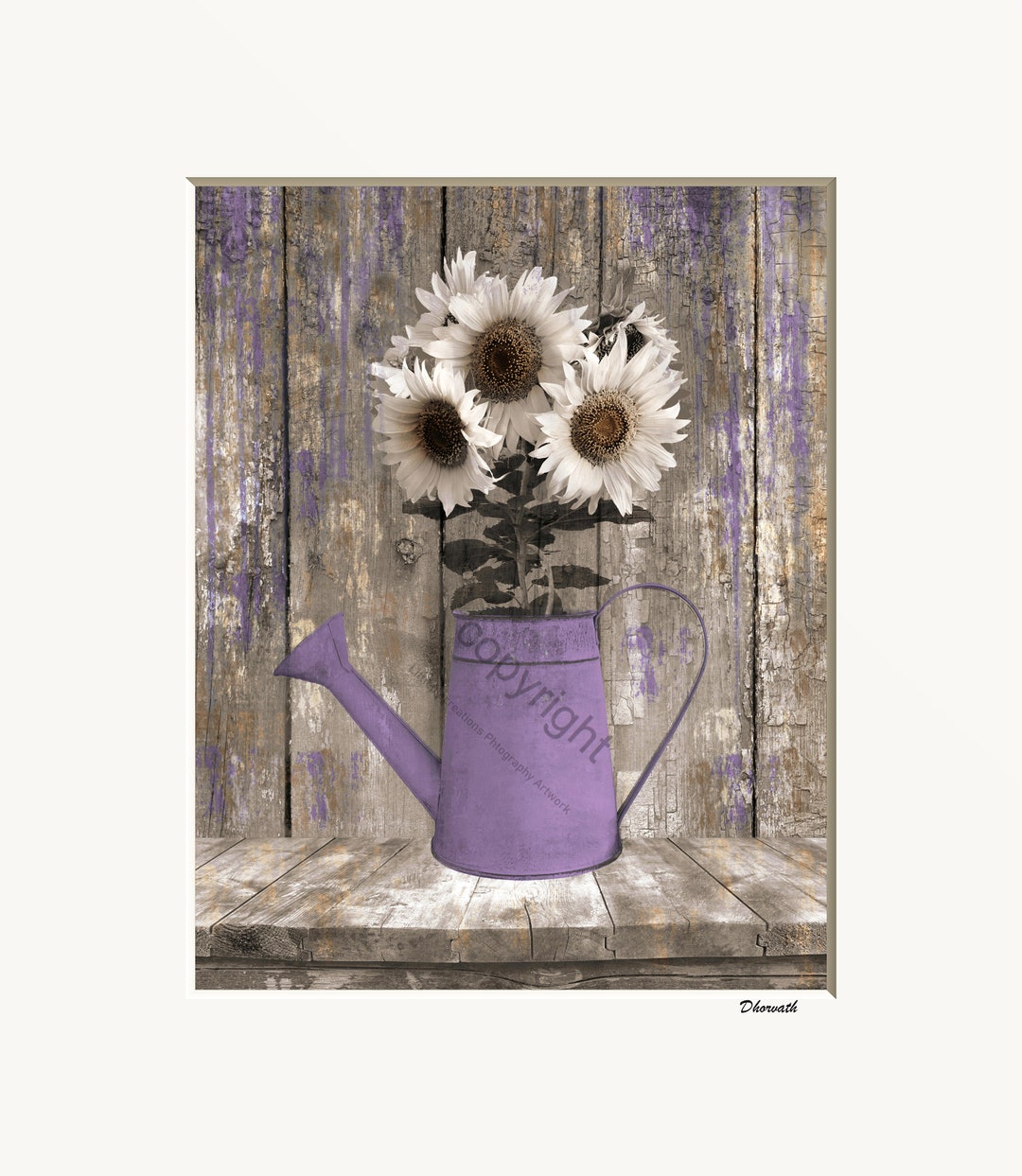 Purple Brown Rustic Sunflowers Farmhouse Kitchen Home Decor Wall Art ...