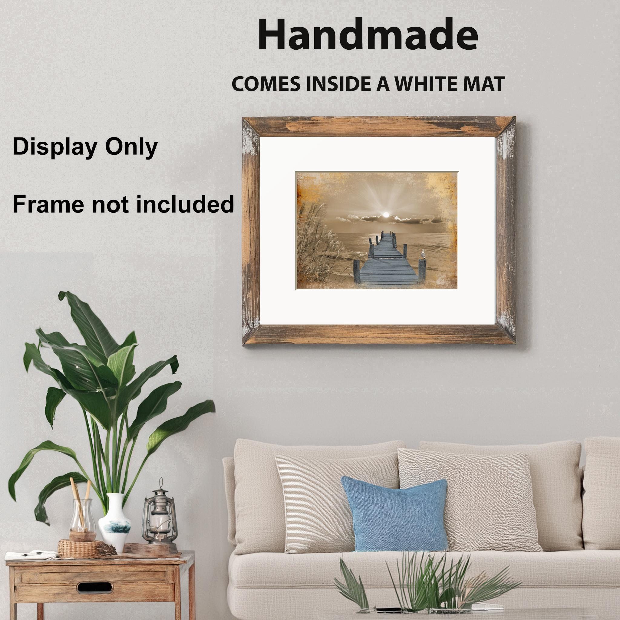 Coastal Wall Art, Rustic Coastal Pier, Neutral Wall Art, Rustic Brown ...