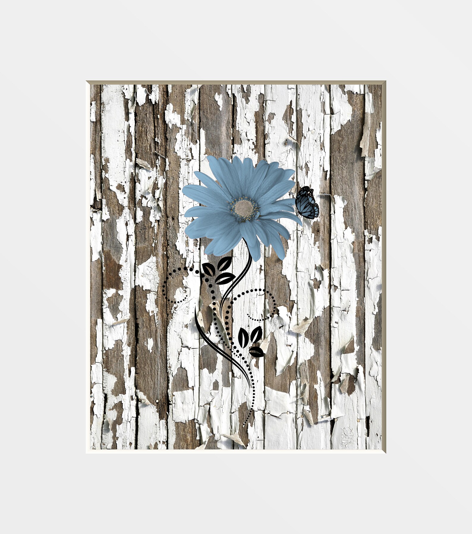 Rustic Modern Blue Brown Floral Home Decor Modern Farmhouse - Etsy