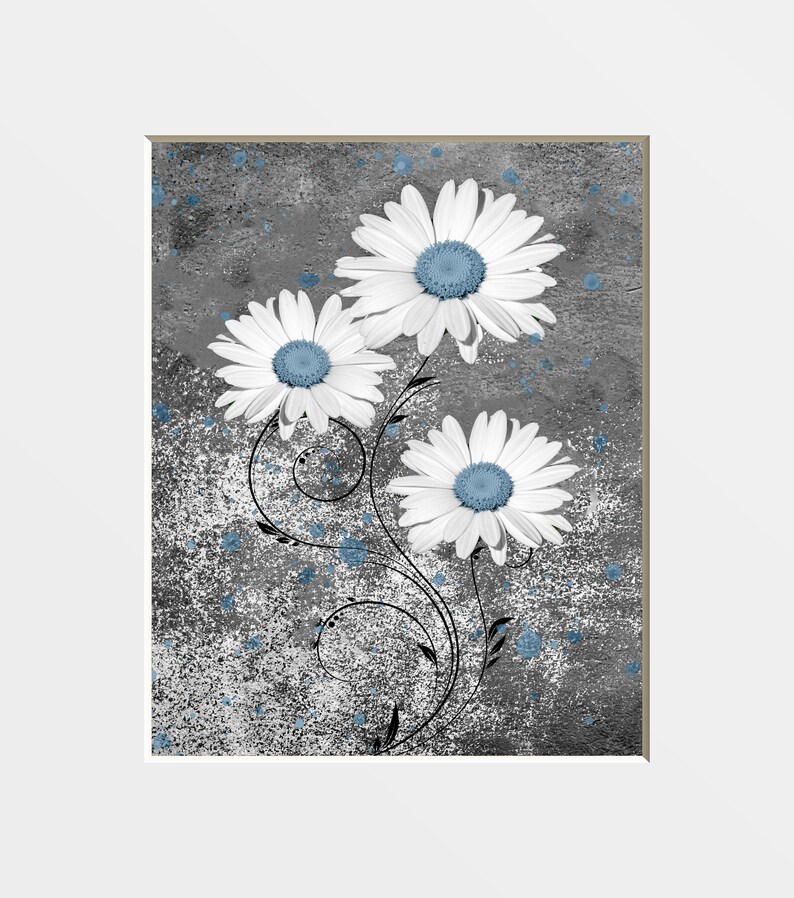 Rustic Modern Blue Brown Floral Home Decor Modern Farmhouse - Etsy