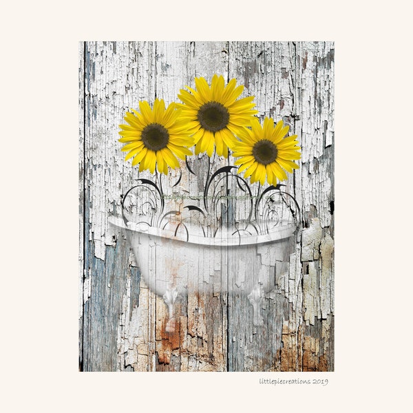 Rustic Sunflower Art - Etsy