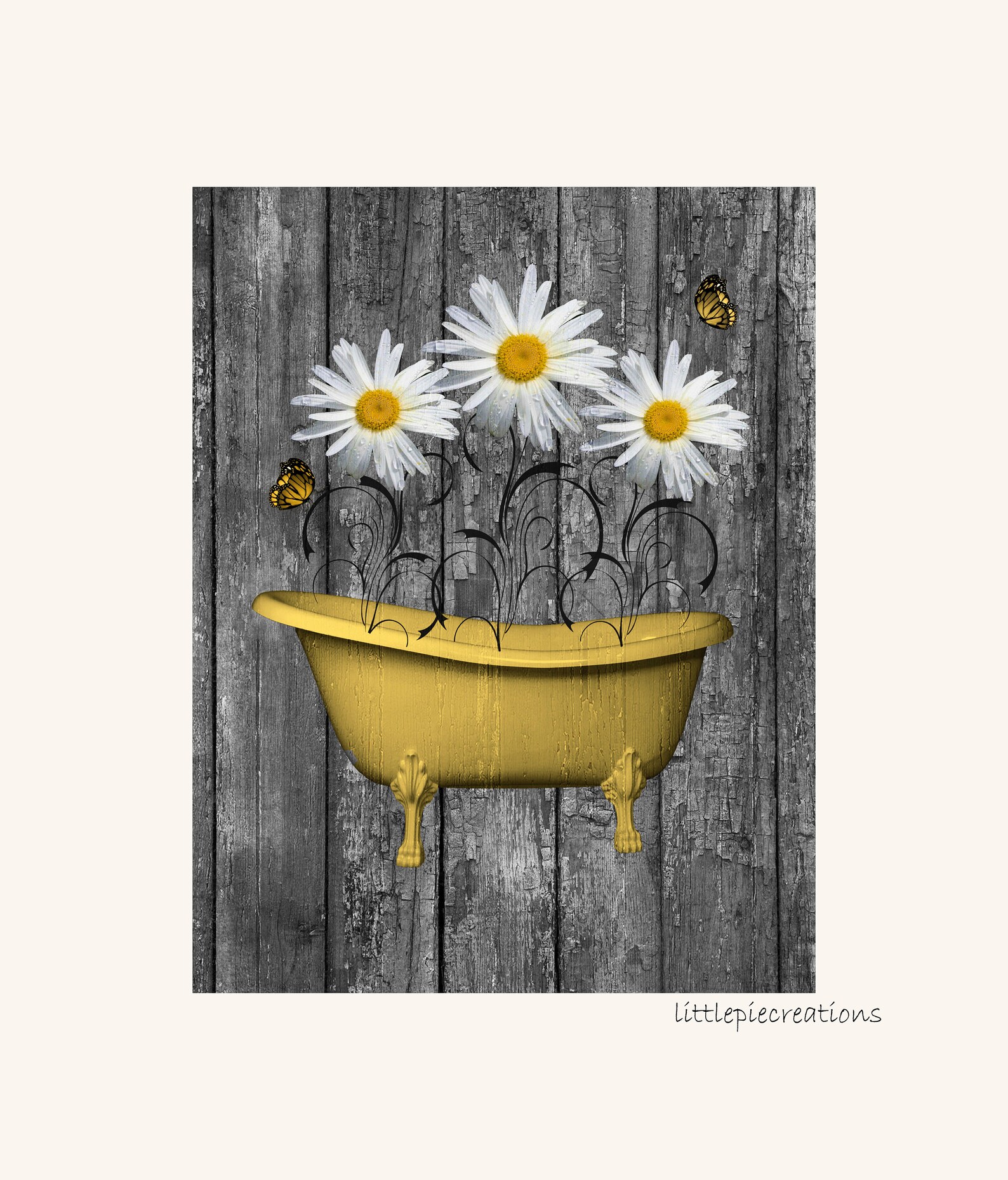 Yellow Brown Daisy Flowers Rustic Modern Wall Art Bedroom - Etsy