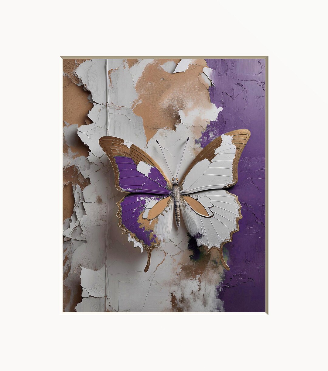 Rustic Modern Purple Butterfly Decor, Purple Matted Wall Art for ...