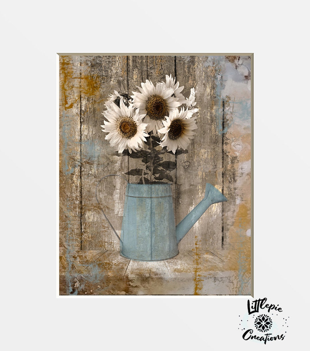 Farmhouse Decor, Sunflowers, Country Rustic Brown Blue Home Decor Wall ...