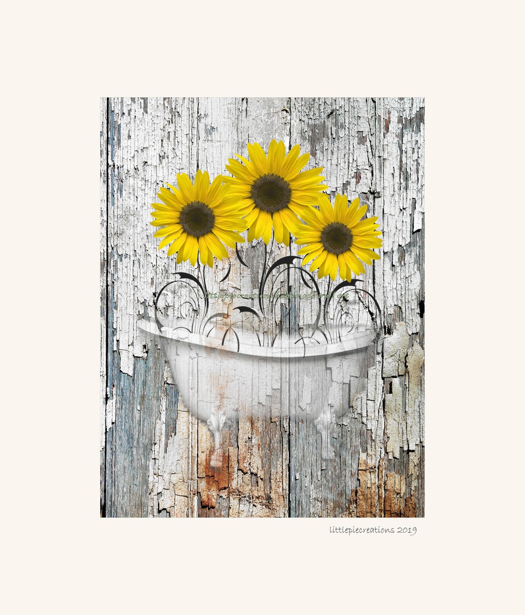 Rustic Sunflowers Farmhouse Home Decor Wall Art, Sunflower Decor ...
