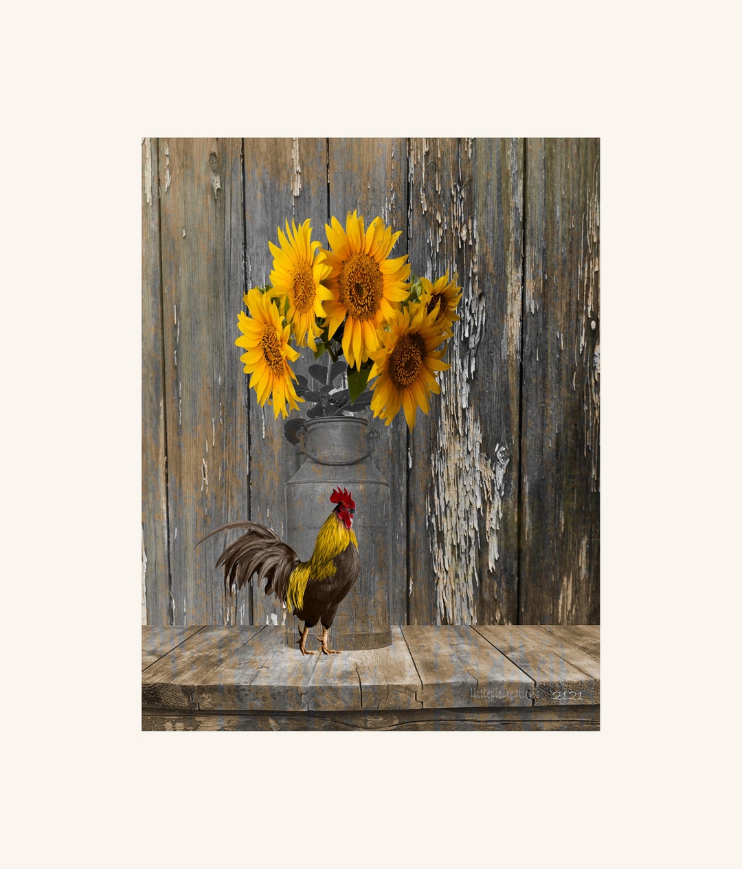 Sunflowers Rooster Modern Farmhouse Kitchen Dinning Room Home Decor ...