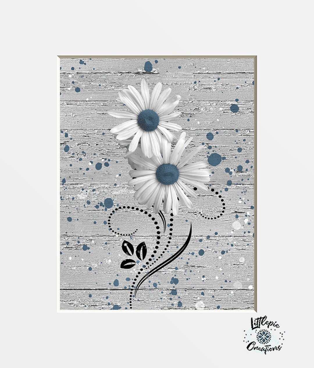 Rustic Blue Daisy Flowers, Photography Art, Modern Farmhouse Decor ...