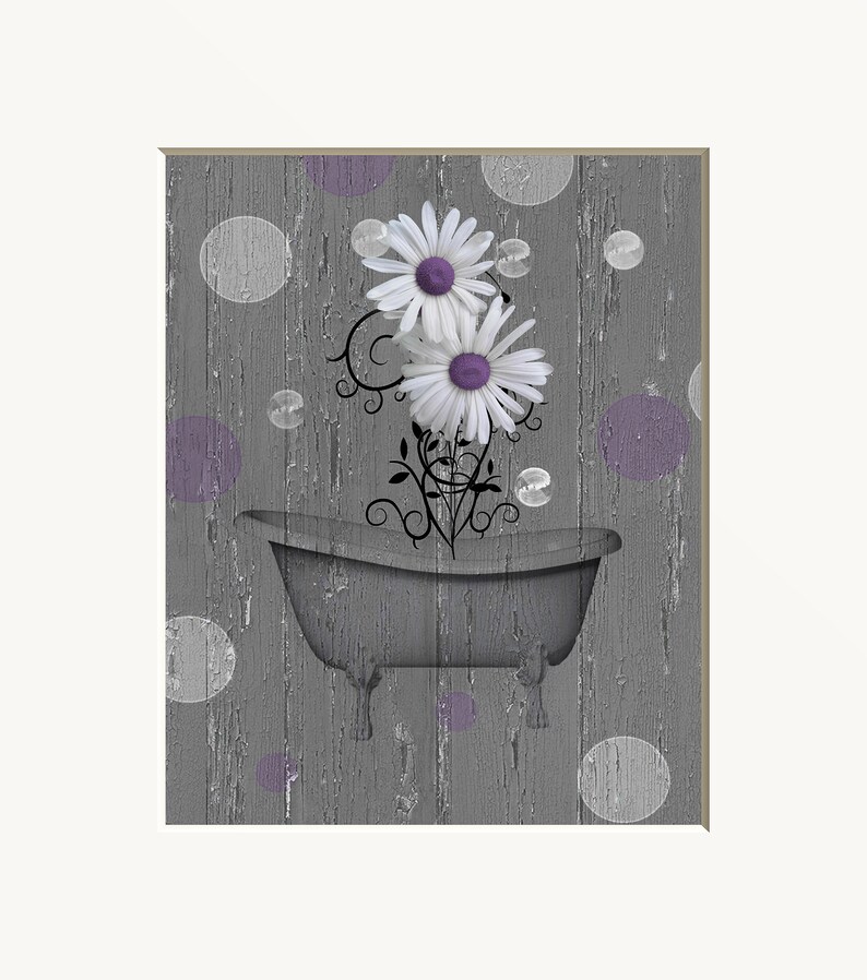 Purple Gray Rustic Modern Floral Farmhouse Home Decor Wall Art - Etsy