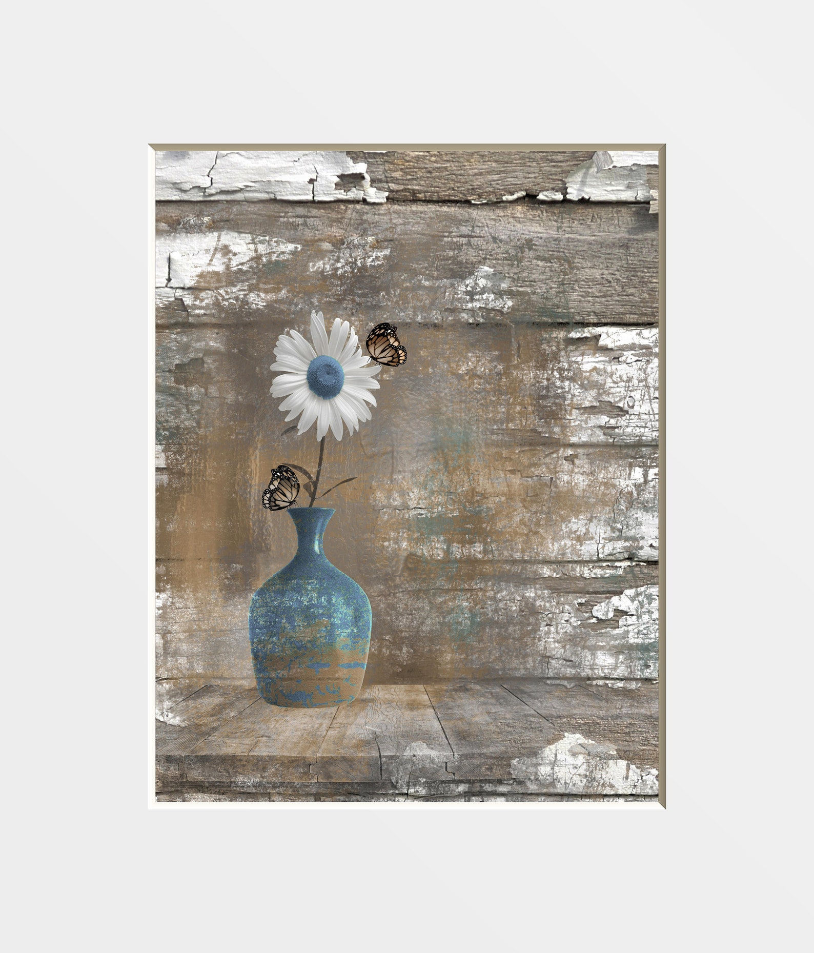 Rustic Modern Blue Brown Floral Home Decor Modern Farmhouse - Etsy