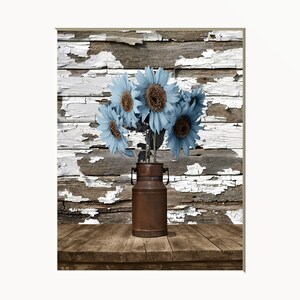 Brown Blue Vintage Farmhouse Wall Art, Pop of Blue, Rustic Home Decor ...