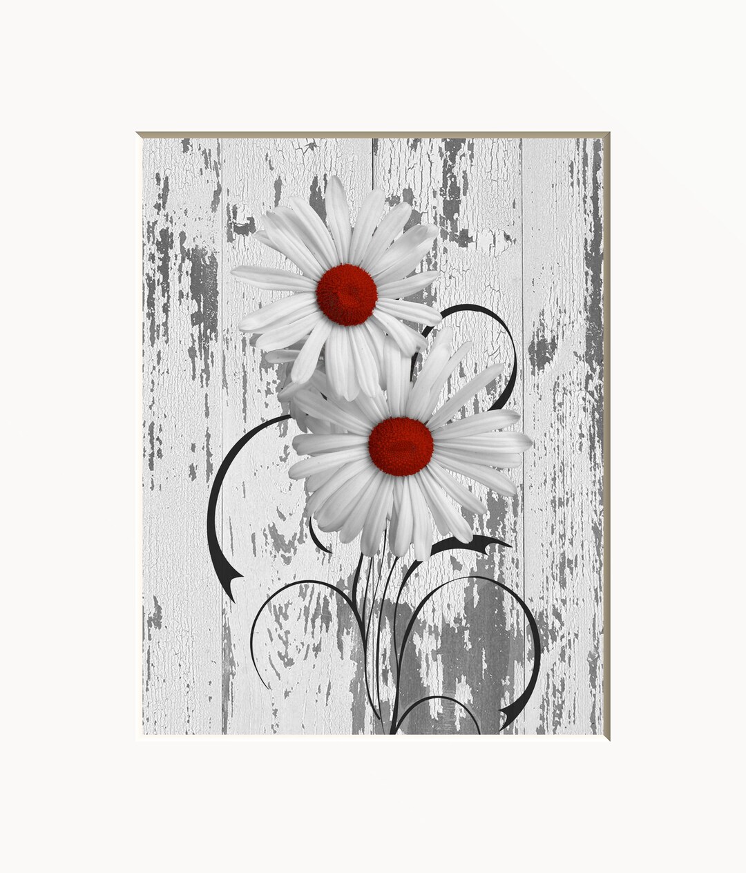 Red Rustic Wall Art, Country Farmhouse Decor, Red Wall Prints, Matted ...