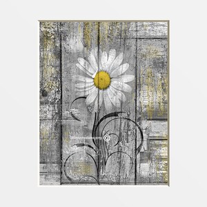 Yellow Gray Rustic Modern Daisy Flower Bedroom Bathroom Home | Etsy