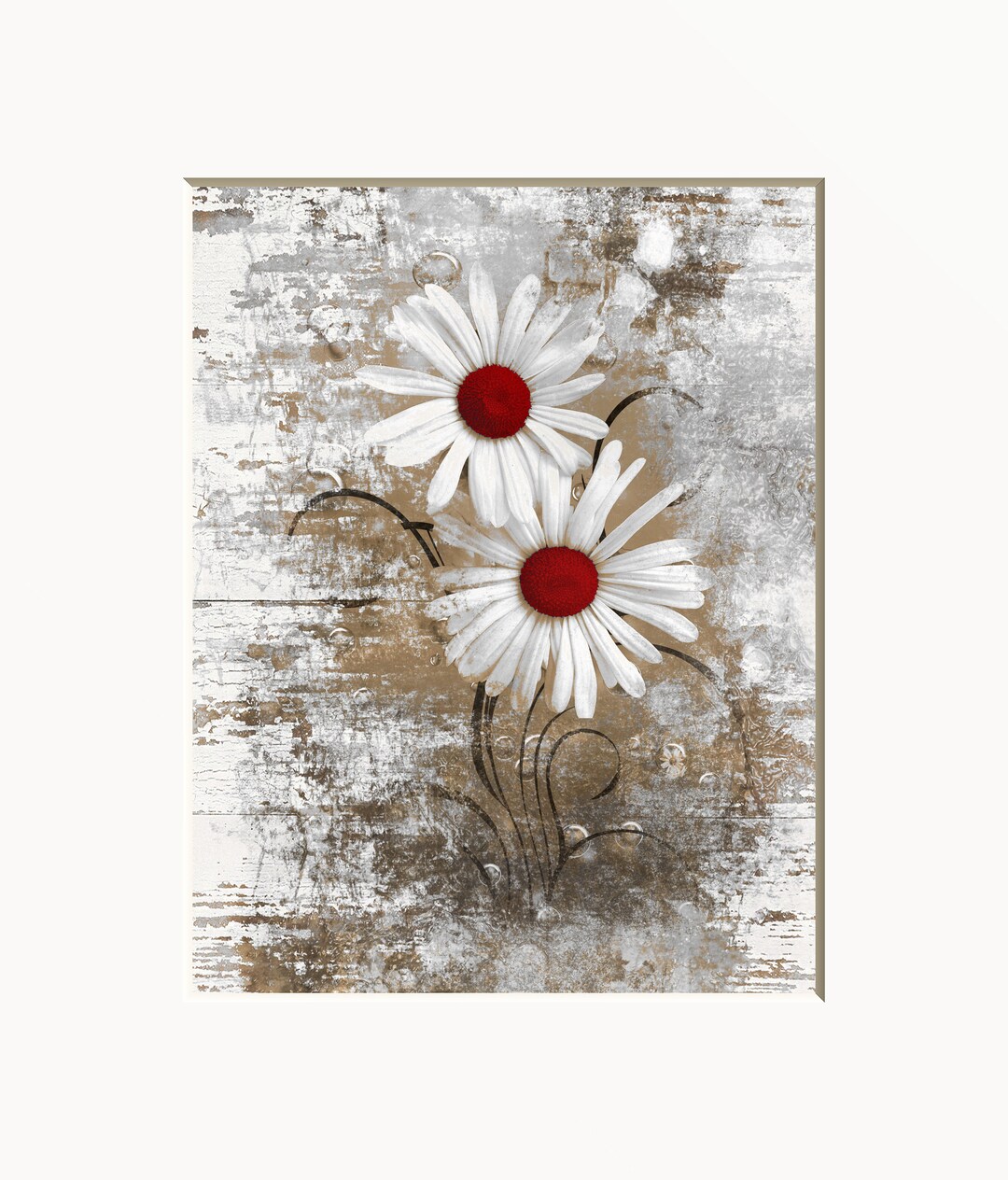 Red Brown Modern Rustic Home Decor, Daisy Flowers, Tulips, Farmhouse ...