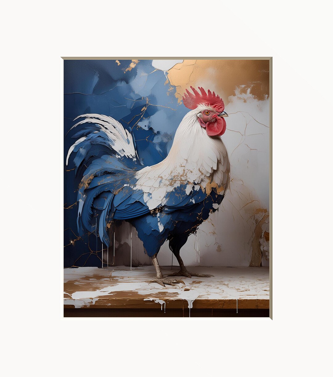 Rustic Paint Drip Modern French Country Decor, Rooster Wall Decor ...