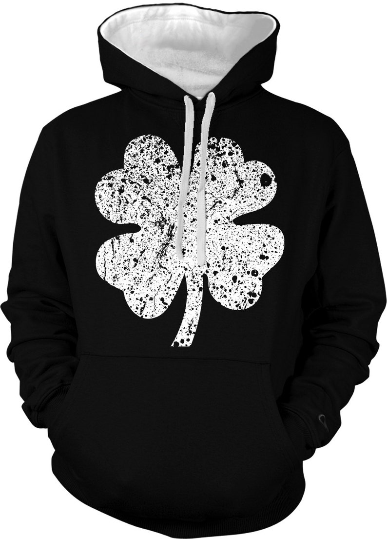 4 Leaf Clover Hoodie St Patricks Day Sweatshirt Clover Etsy