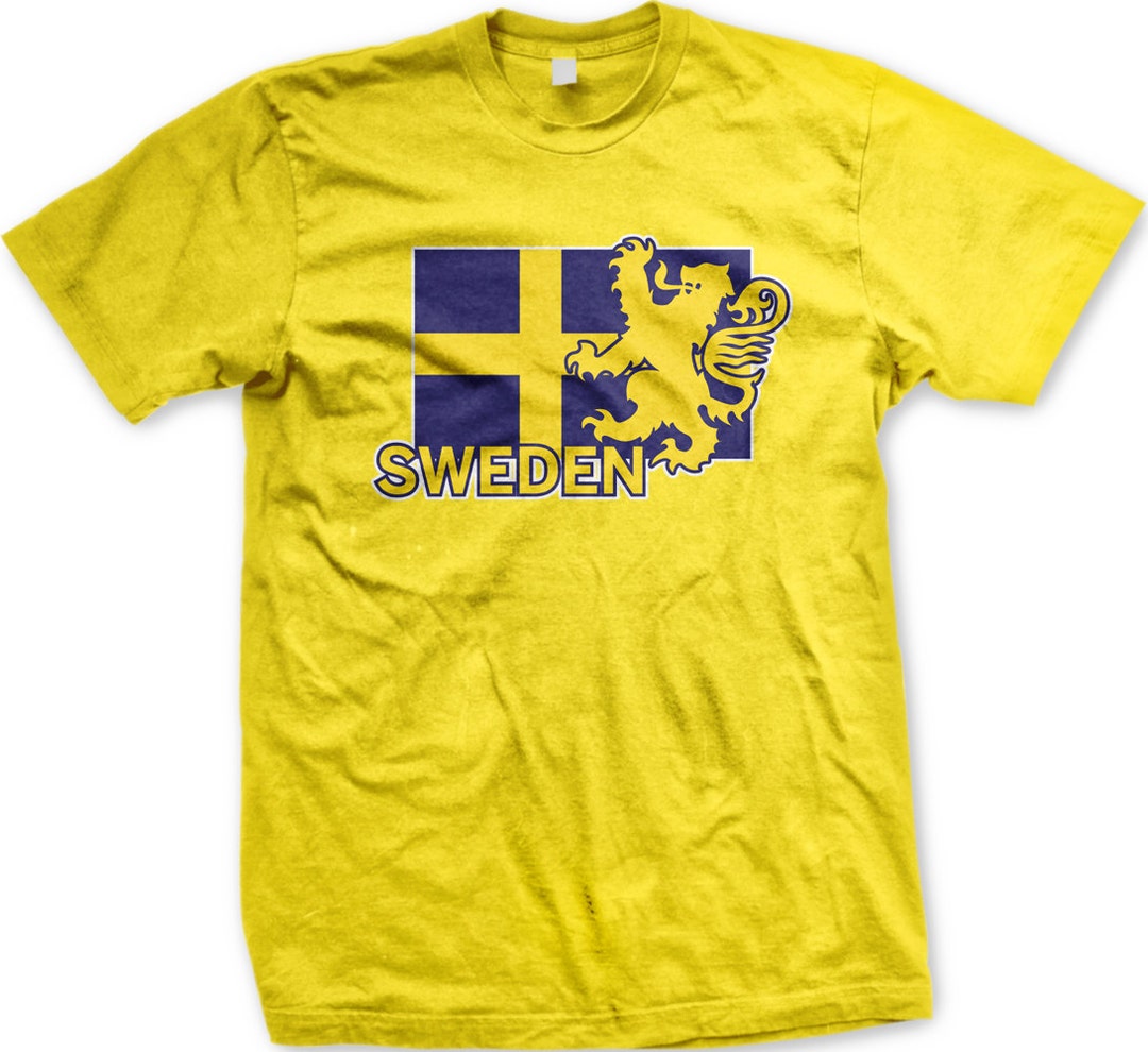 Sweden Flag Mens T Shirt Swedish Flag With Lion Emblem Etsy