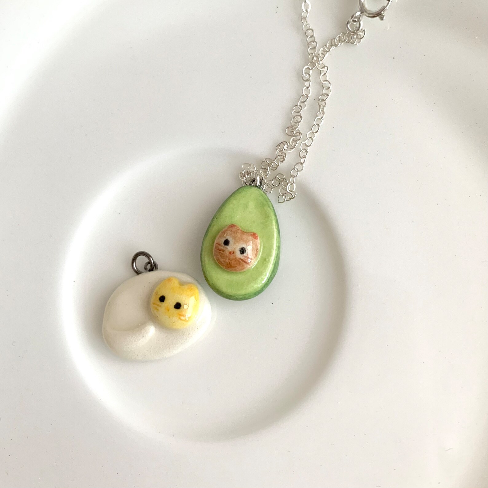 Avocado Cat Necklace Cat Mom Avocado Lover Gift Cute Ceramic - Etsy