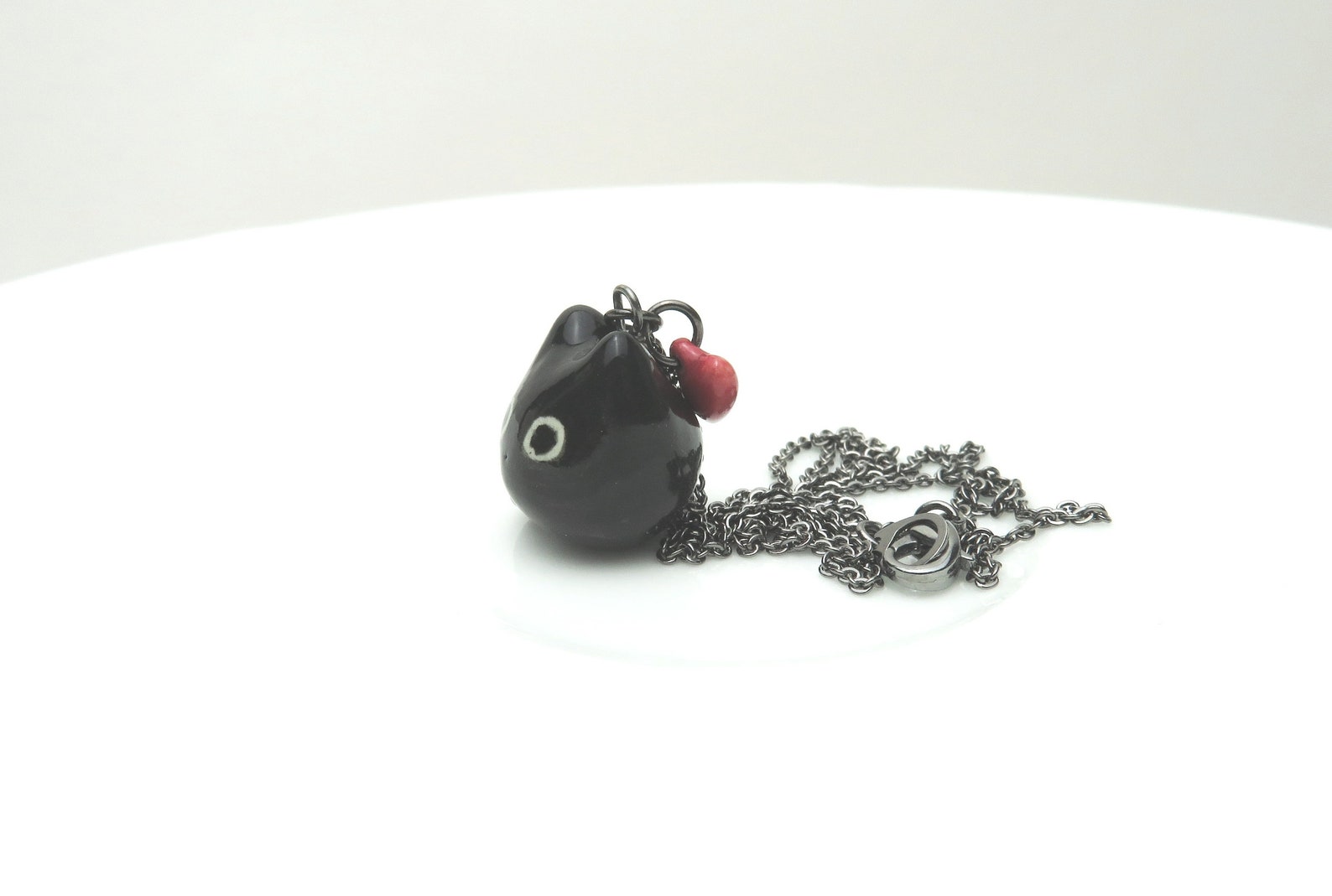 Black Cat Necklace Valentines Day Gift Ceramic Cat Charm | Etsy