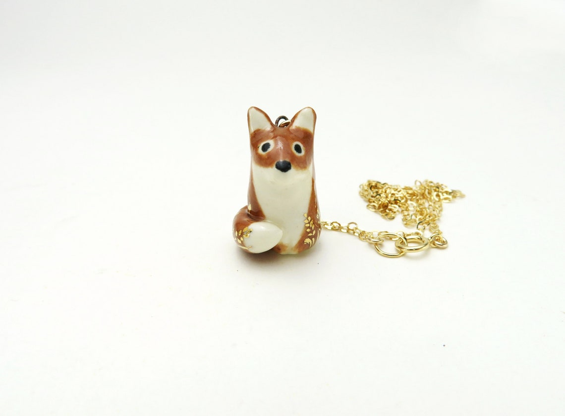 Autumn Fox Necklace for Women Porcelain Charm Fox Lover Gift | Etsy