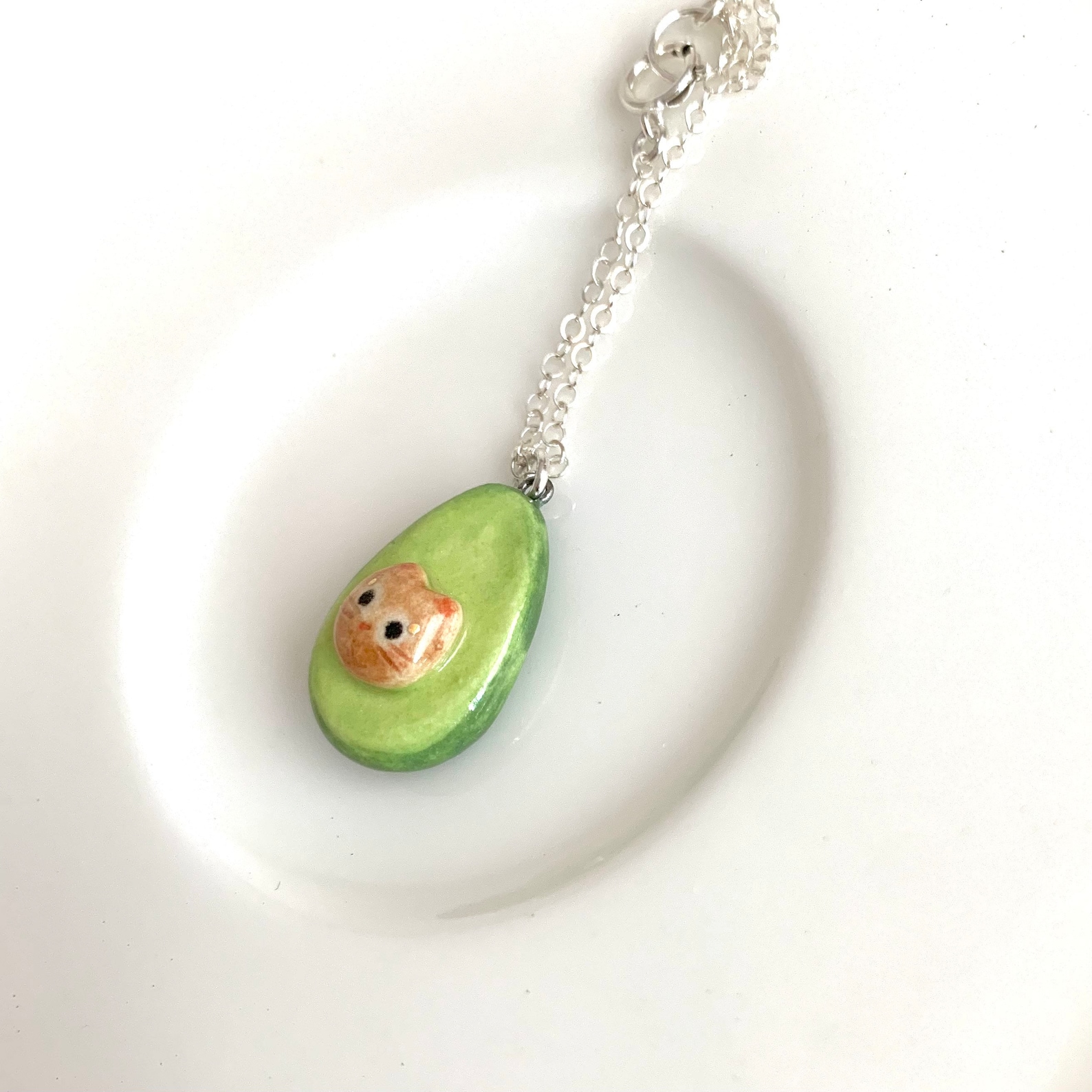 Avocado Cat Necklace Cat Mom Avocado Lover Gift Cute Ceramic - Etsy