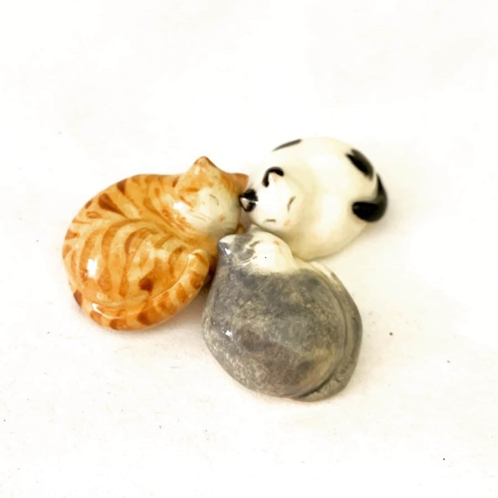 Miniature Cat Figurine Sleeping Cat Ceramic Cat Sculpture - Etsy UK