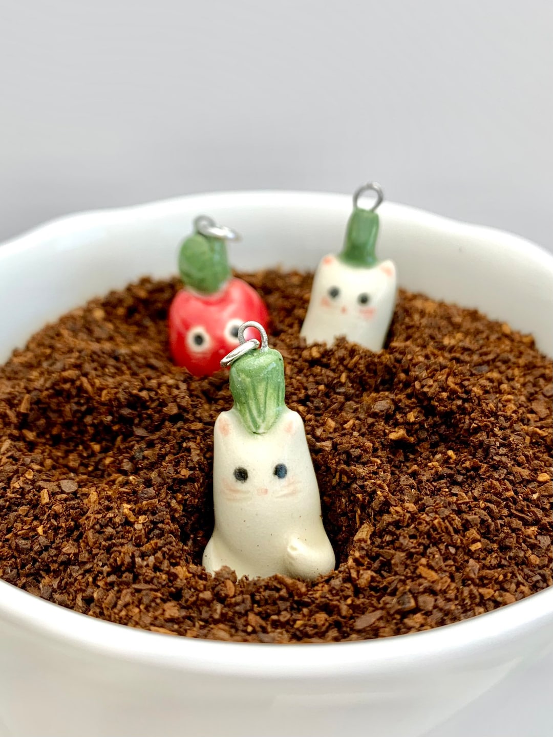 Daikon Cat Necklace, Ceramic Radish, Cat Mom Gift, Vegetable Charm - Etsy