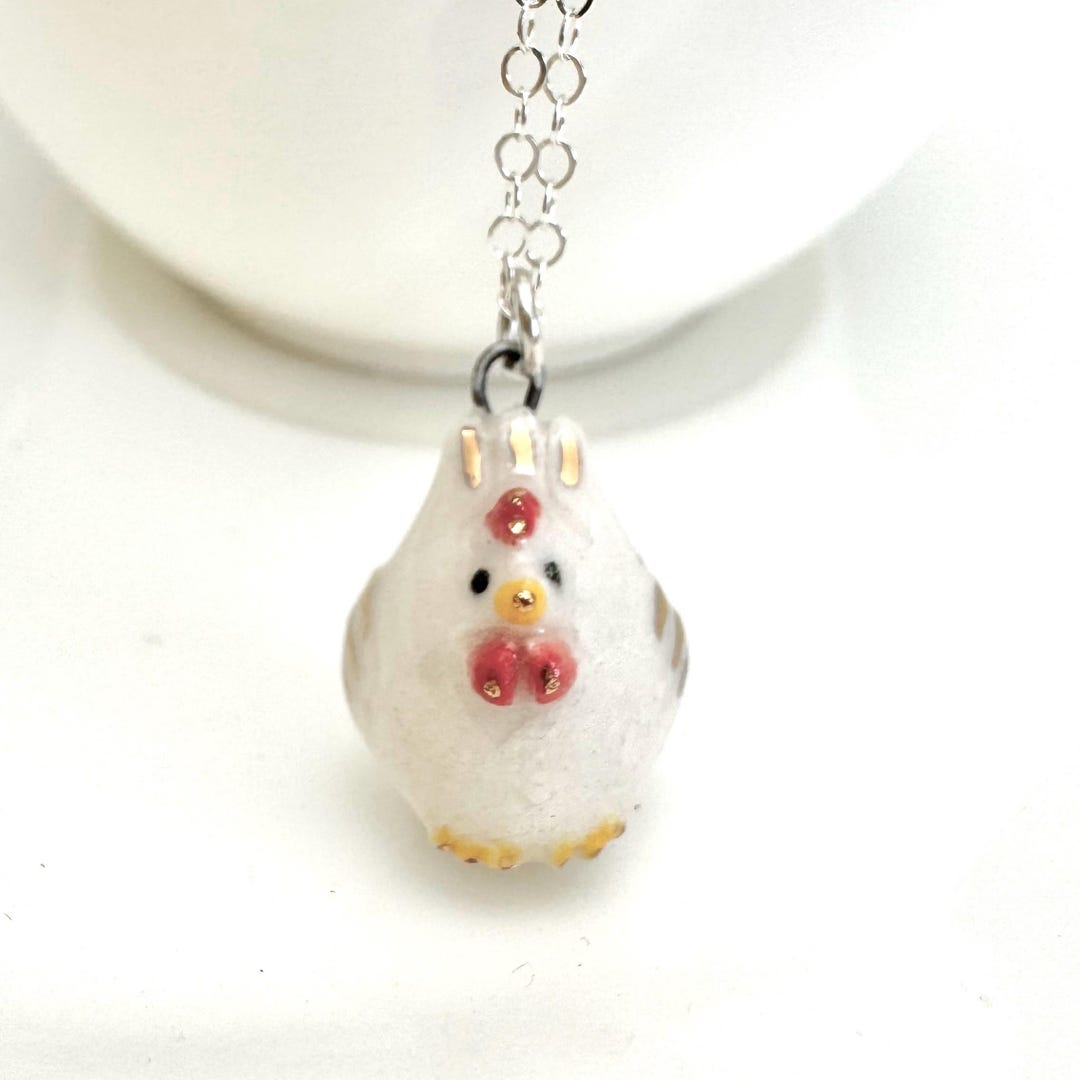 Chicken Necklace Hen Jewelry Chicken Lover Gift Ceramic Animal Charm - Etsy