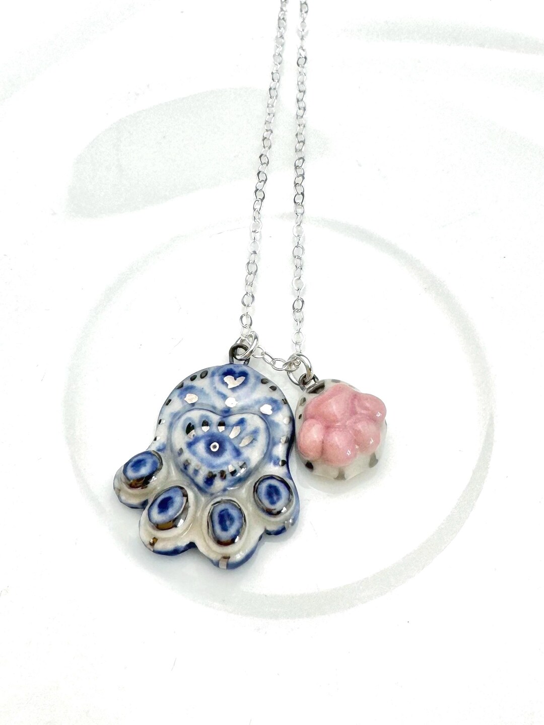 Modern Hamsa Necklace Eclectic Boho Meowsa Cat Paw Necklace Cat Lover ...