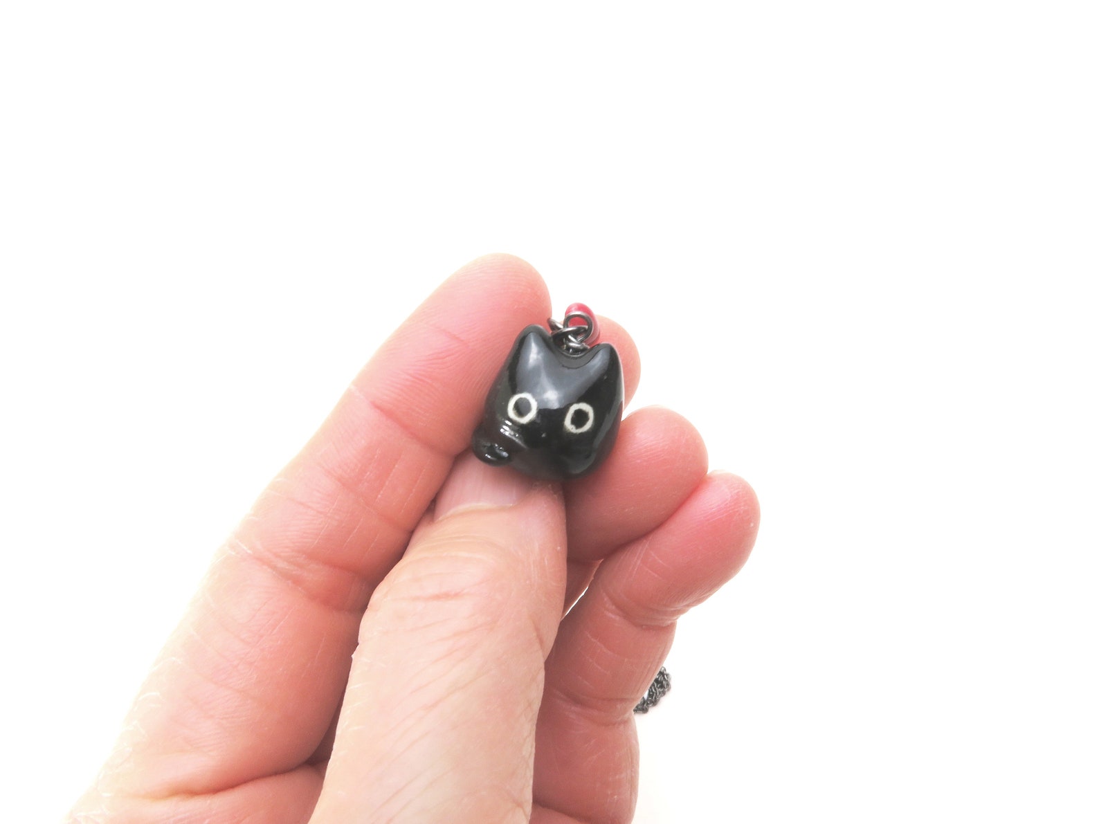 Black Cat Necklace Valentines Day Gift Ceramic Cat Charm | Etsy