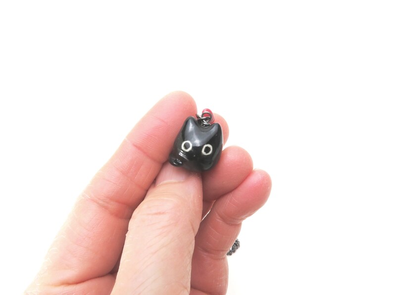 Black Cat Necklace Valentines Day Gift Ceramic Cat Charm | Etsy