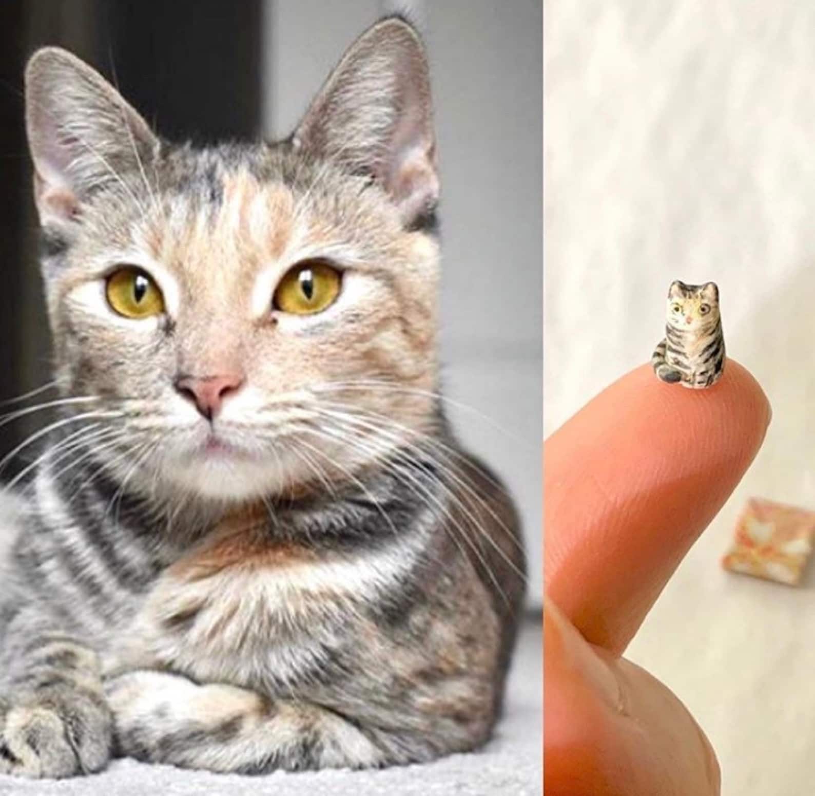 Tiny Miniature Cat Sculpture Cat Figurine Tiny Ceramic Cat | Etsy