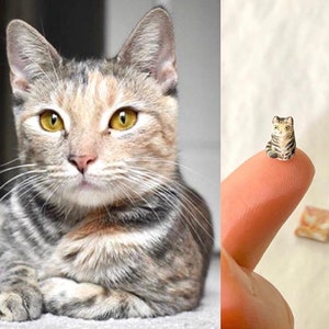 Tiny Miniature Cat Sculpture Cat Figurine Tiny Ceramic Cat Cat Lover ...