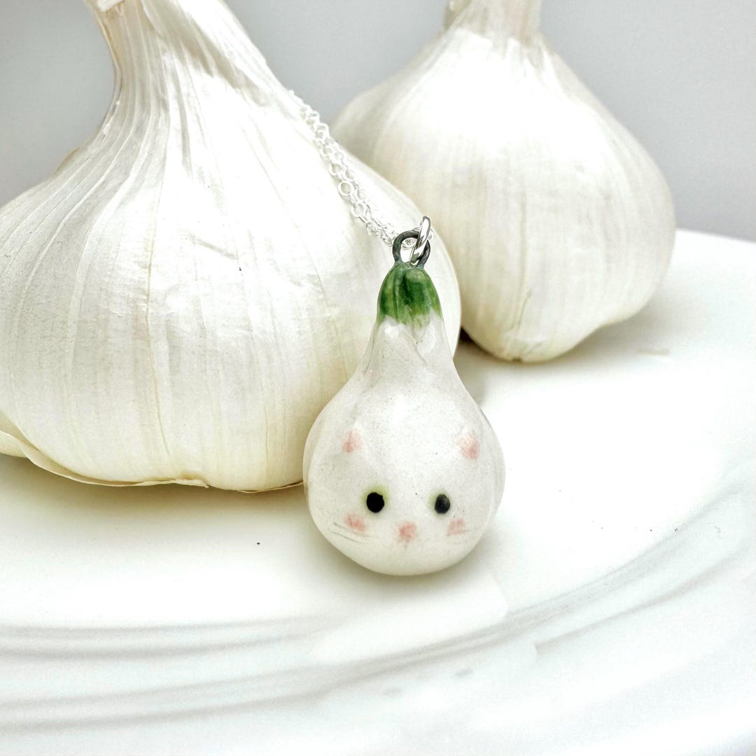 Garlic Cat Necklace Garlic Lover Foodie Gift Cat Lover Talisman Charm ...