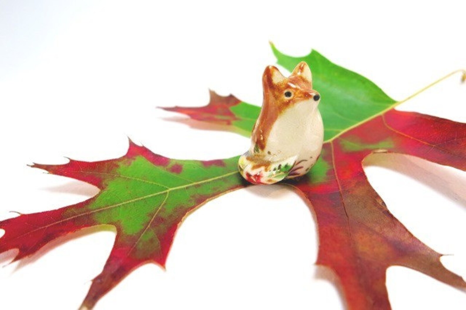 Autumn Leaf Fox Necklace Fox Jewelry Ceramic Charm | Etsy