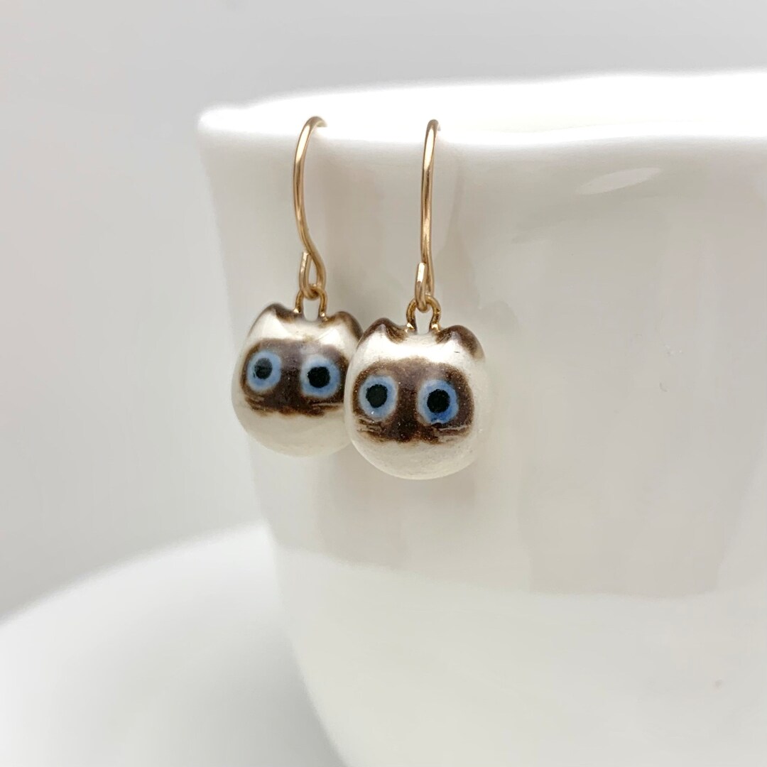 Siamese Cat Dangle Earrings | Cat Lover Gift | Siamese Cat Jewelry ...