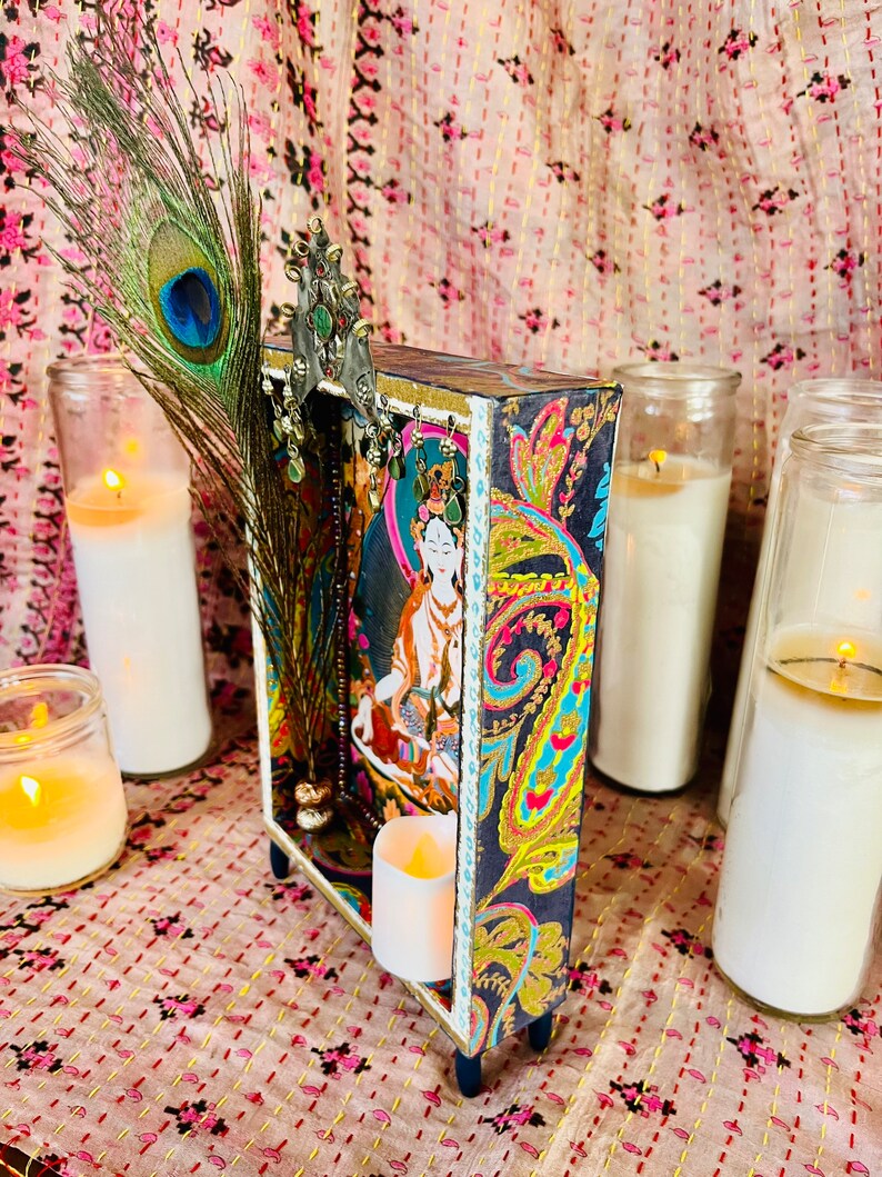 Small Handmade Box Altar Featuring Tibetan Goddess White Tara; 100% ...