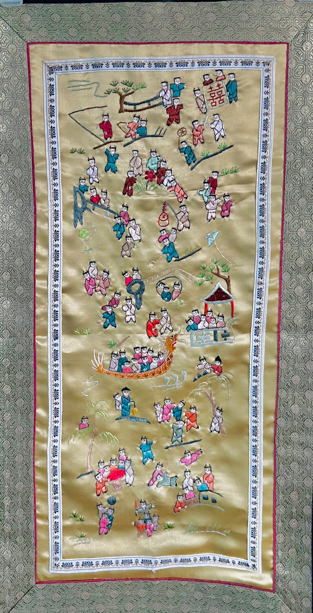 Vintage Chinese Silk Embroidered Wall Panel 100 Happy Children - Etsy