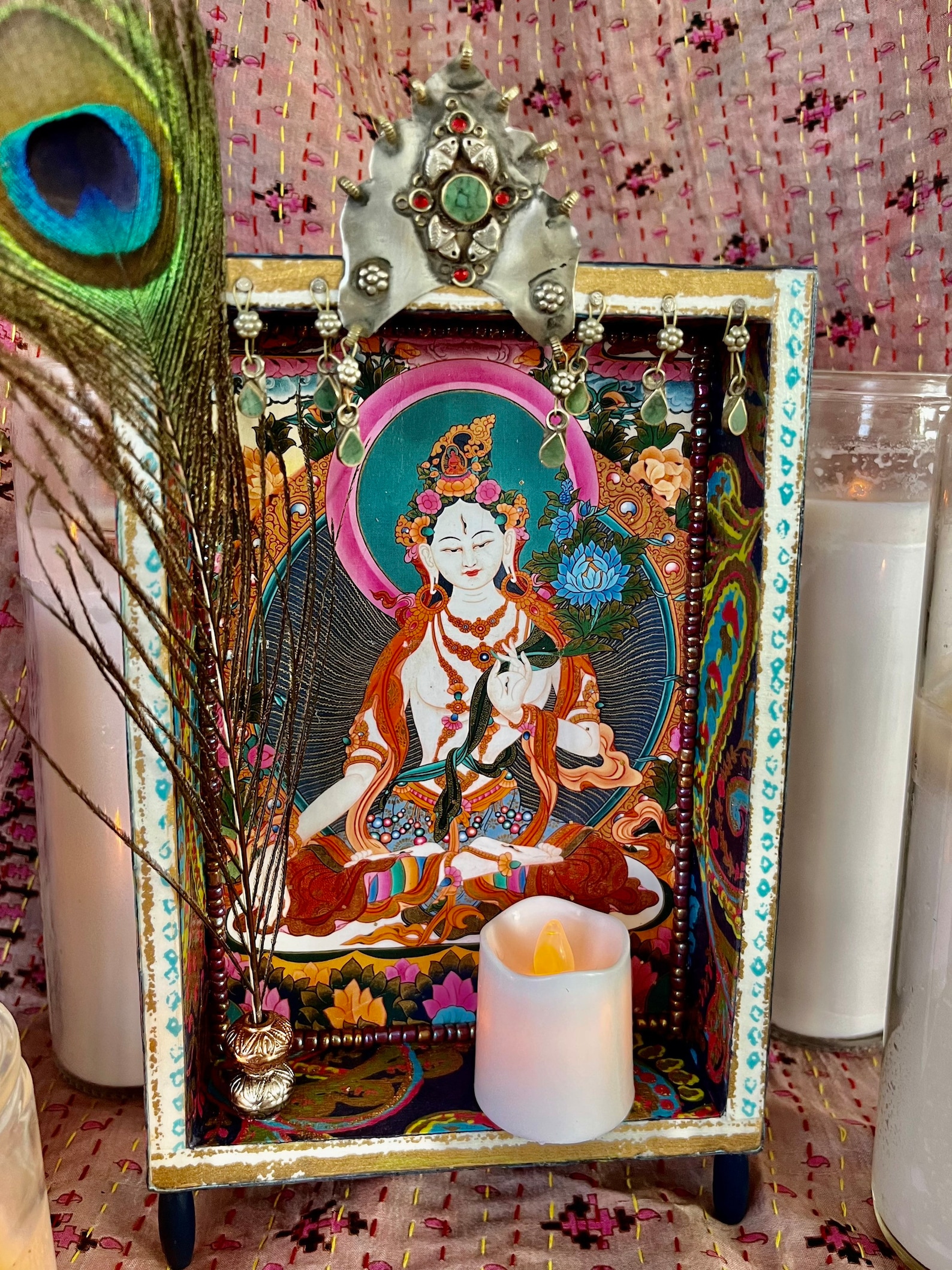 Small Handmade Box Altar Featuring Tibetan Goddess White Tara; 100% ...